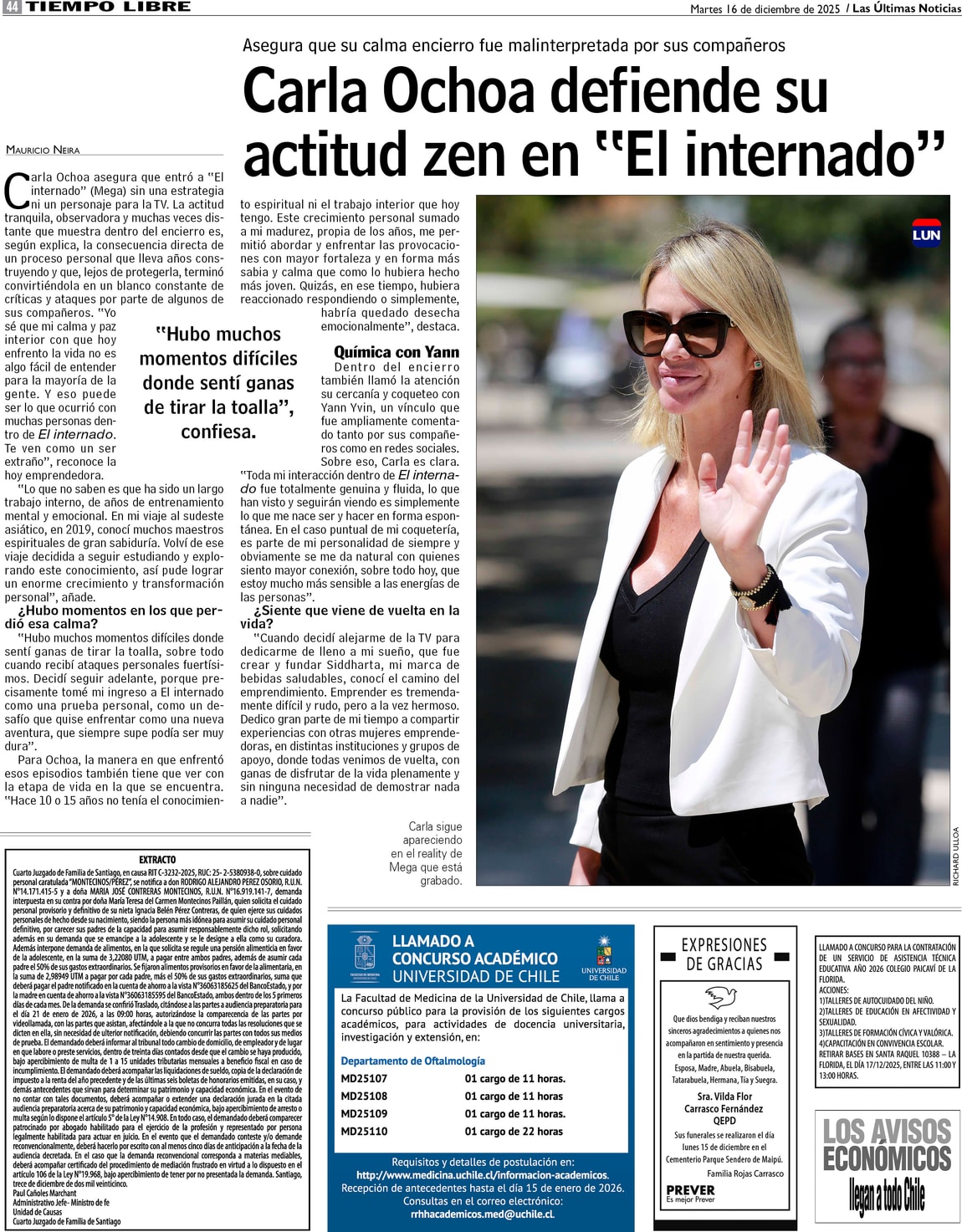 Carla Ochoa defiende su actitud zen en "El internado" - www.lun.com