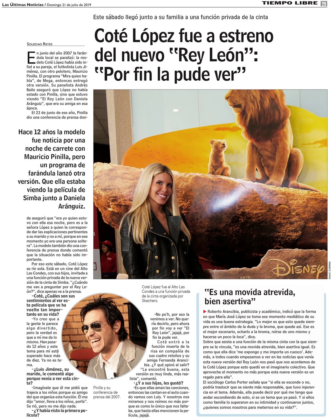 Coté López fue al estreno del nuevo "Rey León": "Por fin la pude ver ...