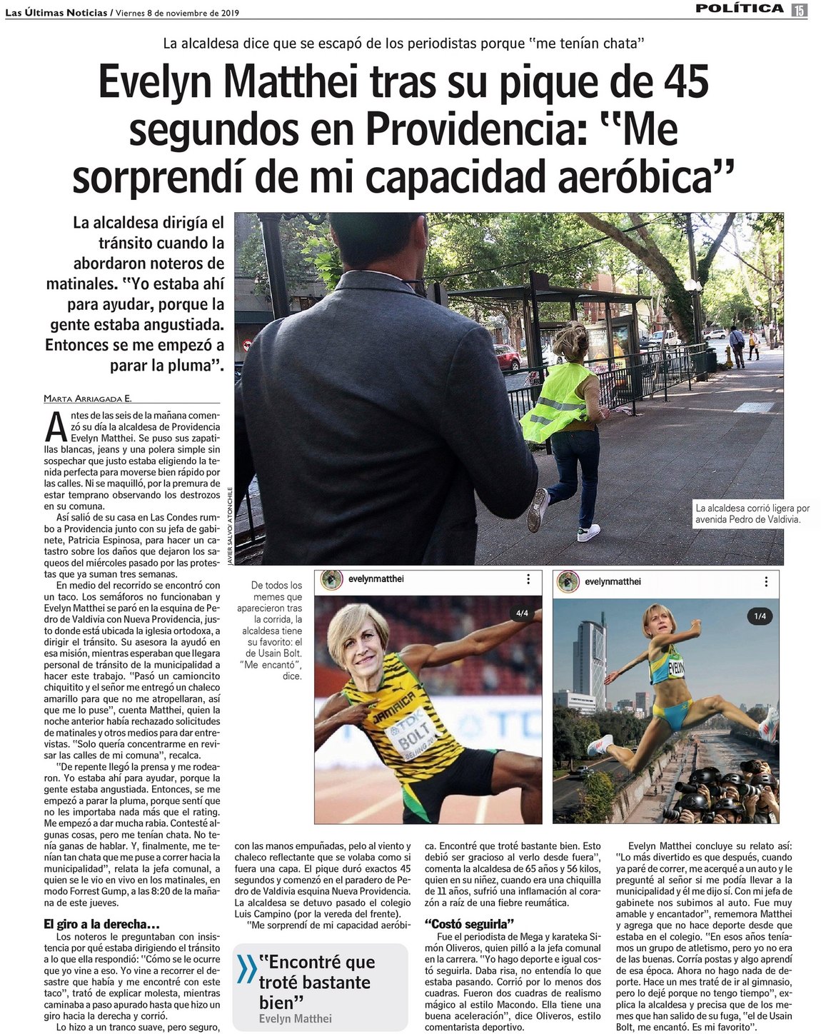 Evelyn Matthei tras pique en Providencia: "Me sorprendió mi capacidad ...