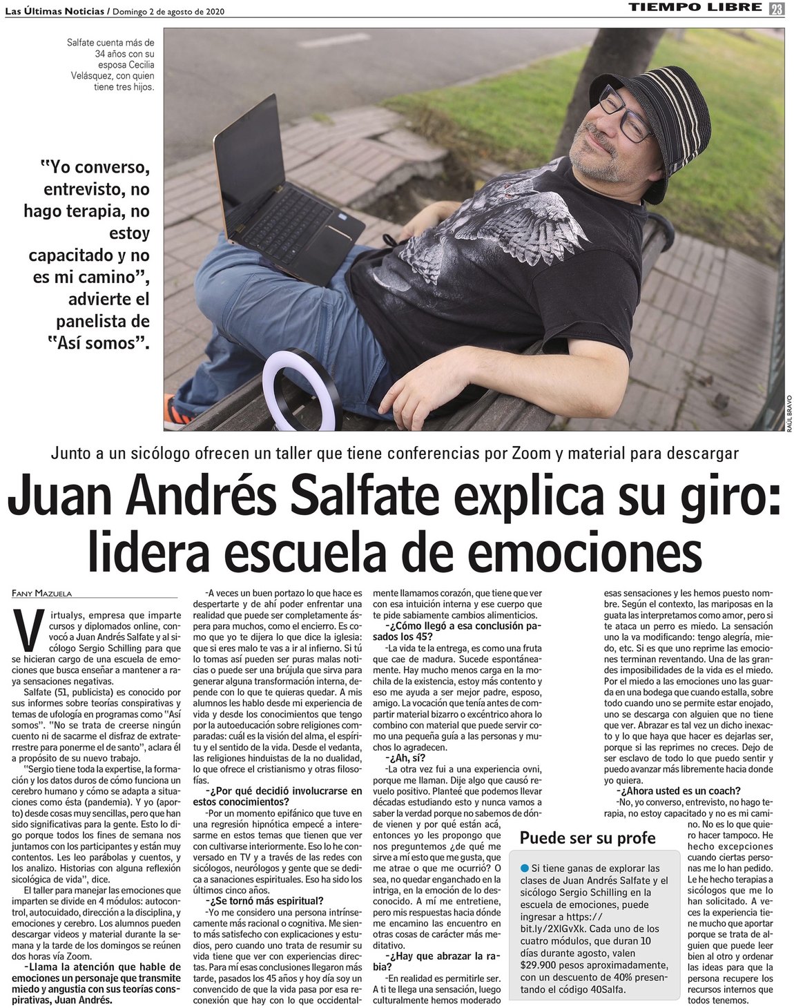 Juan Andrés Salfate explica su giro: lidera escuela de emociones - www ...