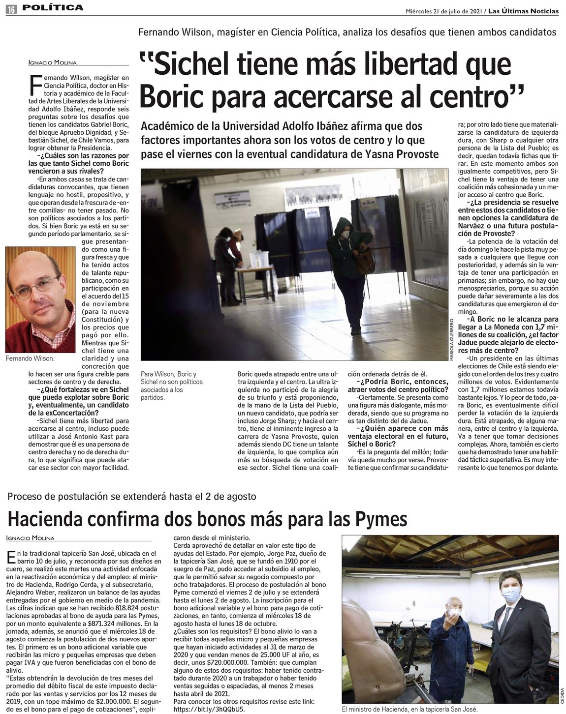 "Sichel tiene más libertad que Boric para acercarse al centro" - www ...