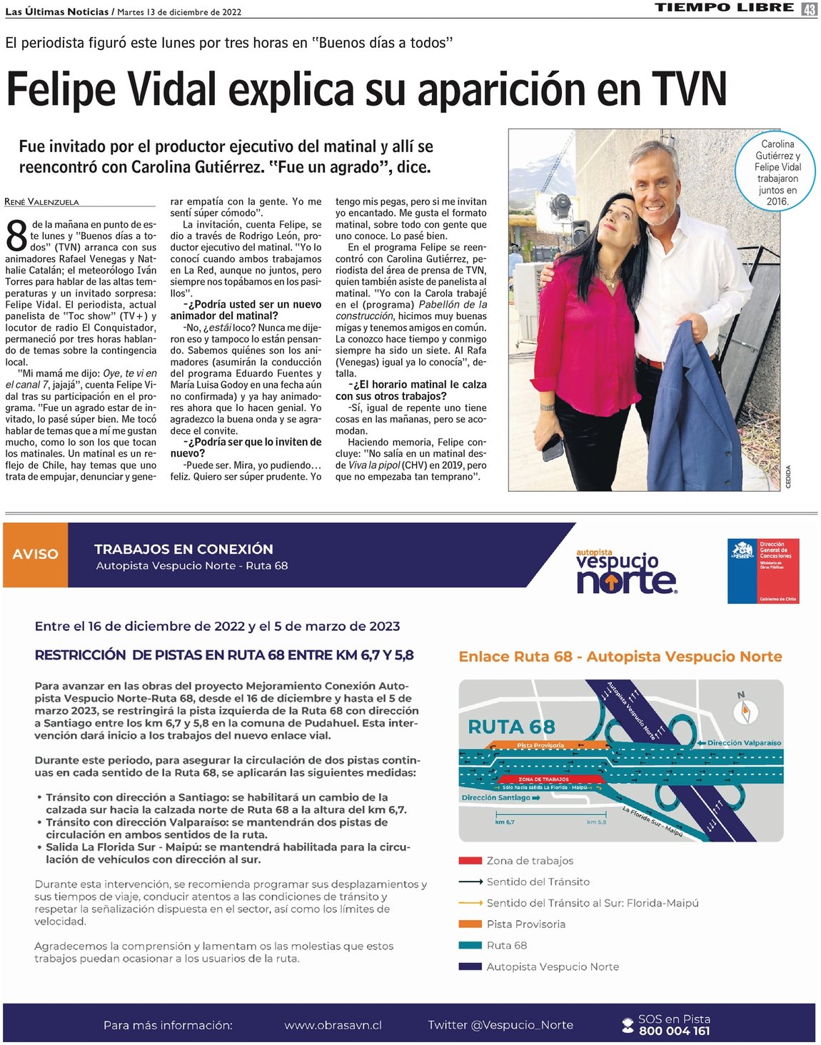 Felipe Vidal explica su aparición en TVN - www.lun.com