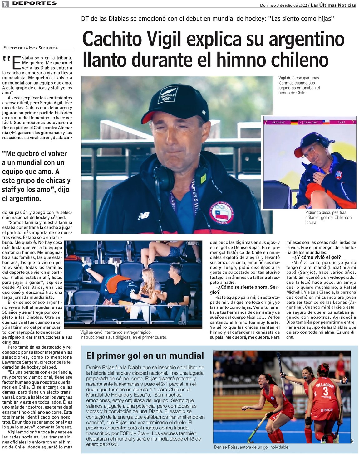 Cachito Vigil explica su argentino llanto durante el himno chileno ...