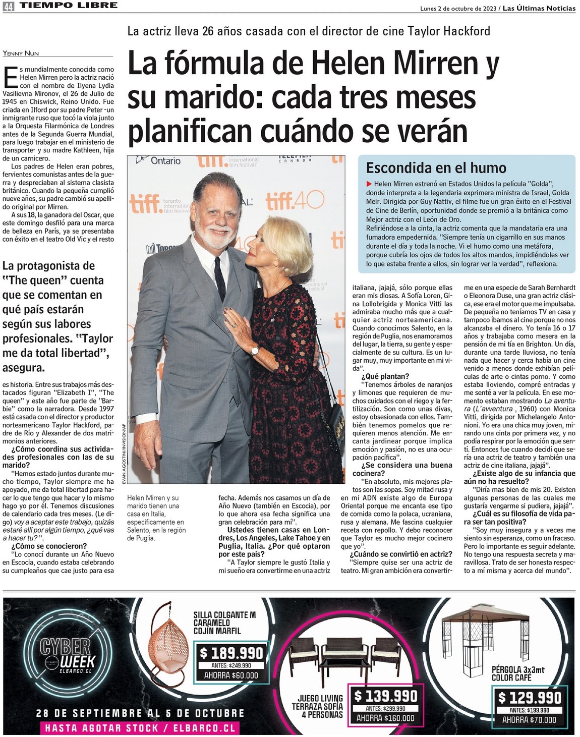 La fórmula de Helen Mirren y su marido: cada tres meses planifican ...