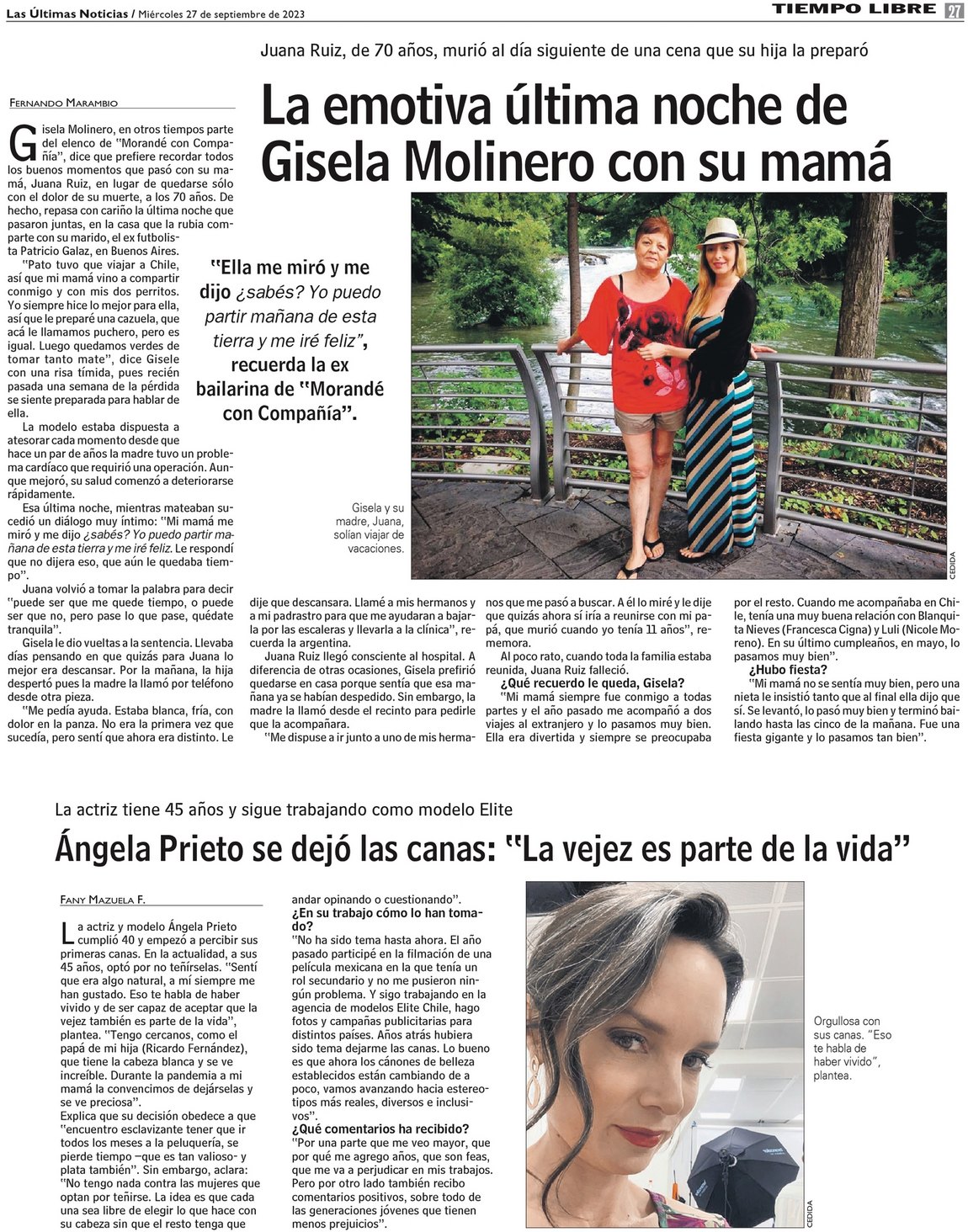 La emotiva última noche de Gisela Molinero con su mamá - www.lun.com