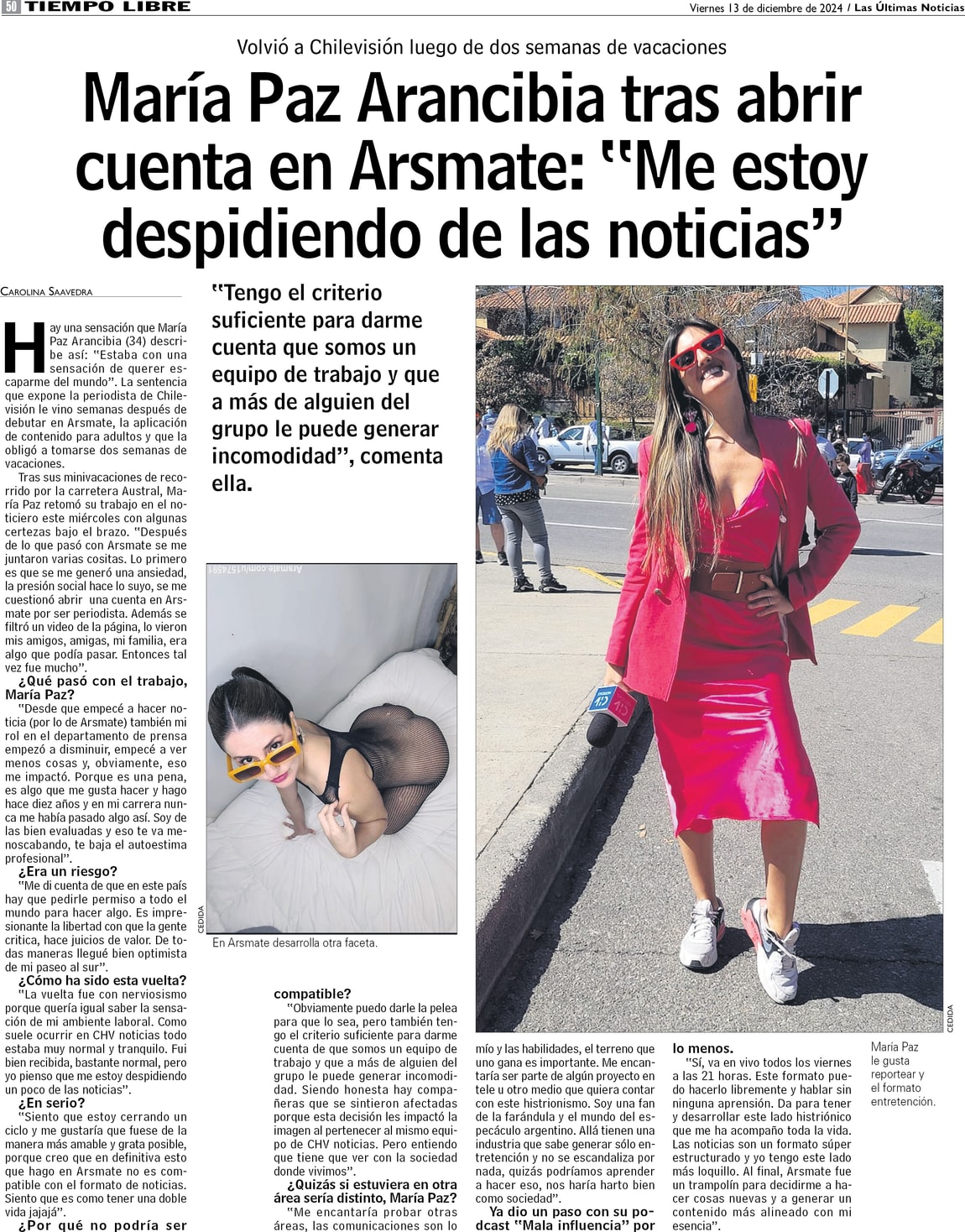 María Paz Arancibia tras abrir cuenta en Arsmate: "Me estoy despidiendo ...