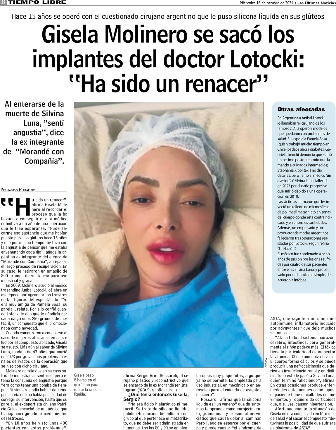 Gisela Molinero se sacó los implantes del doctor Lotocki: "Ha sido un ...