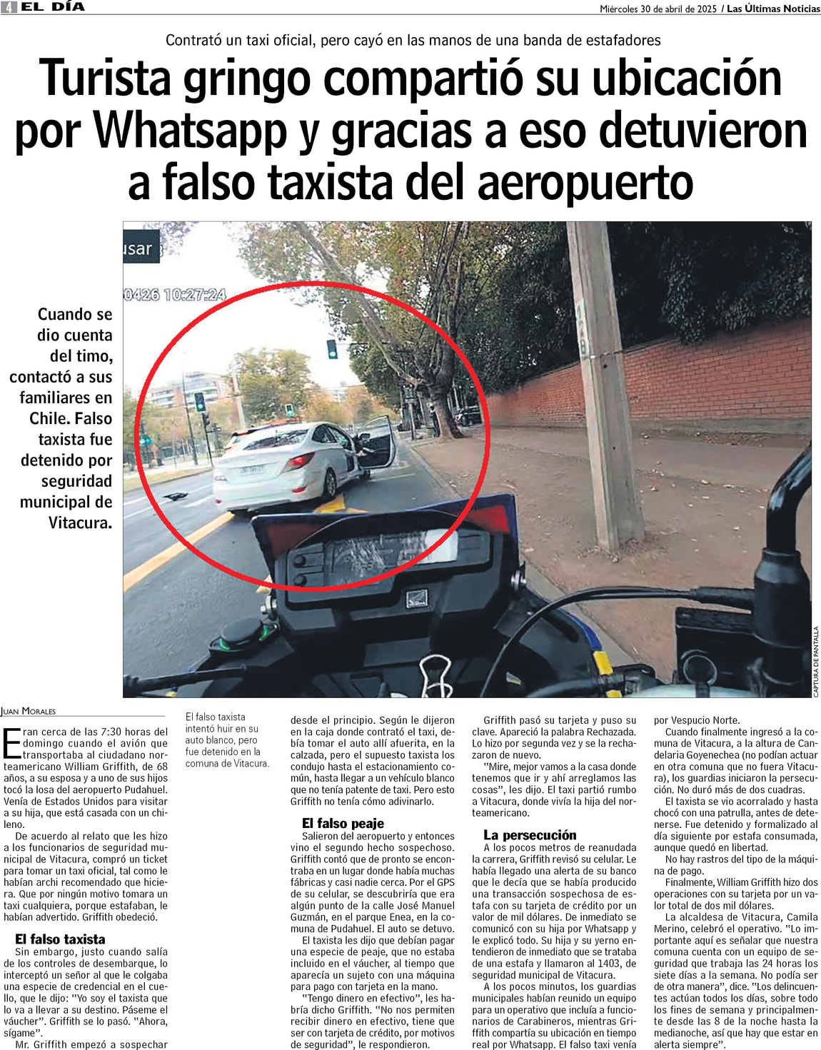 Turista gringo compartió su ubicación por Whatsapp y gracias a eso ...