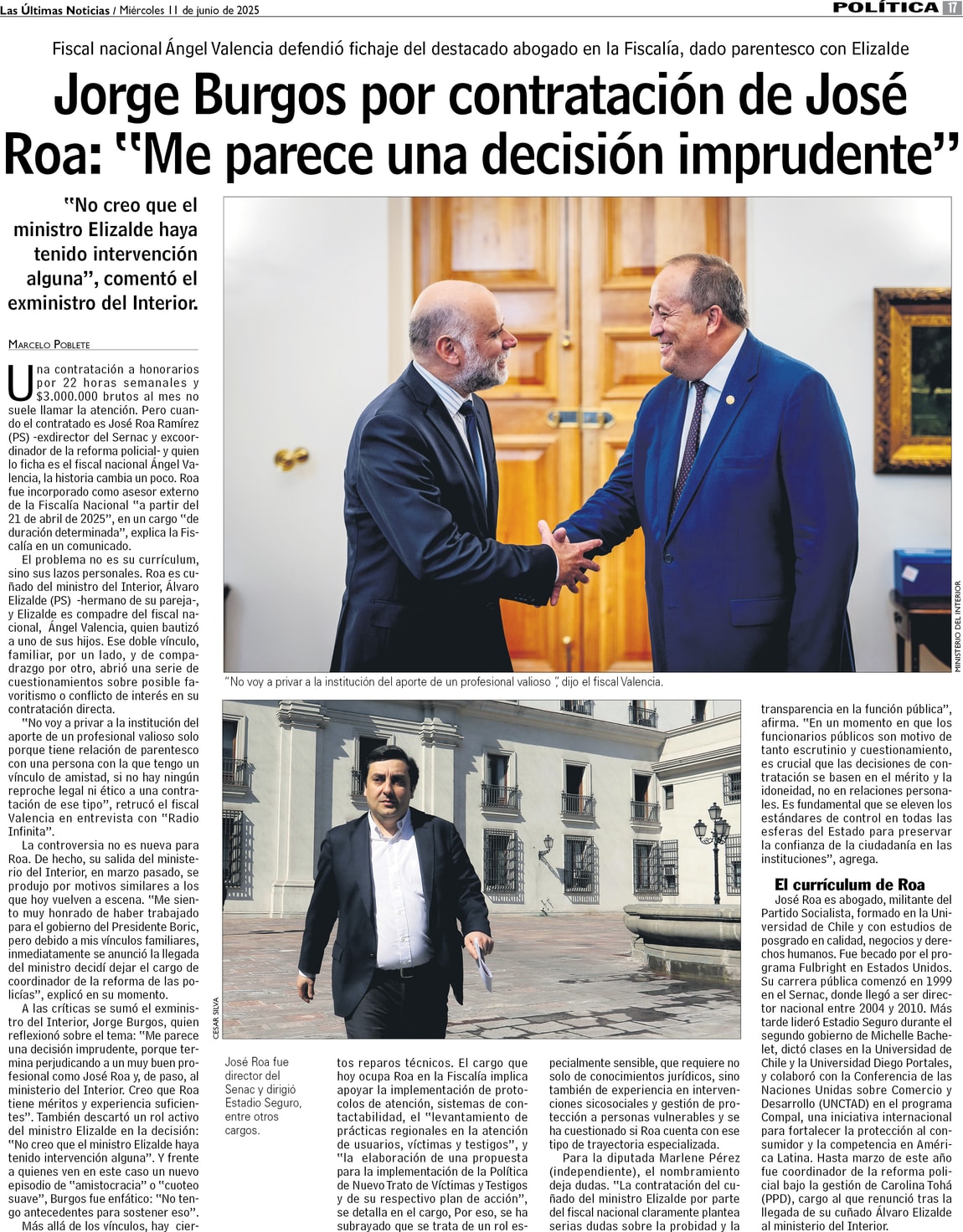 Jorge Burgos por contratación de José Roa: "Me parece una decisión ...