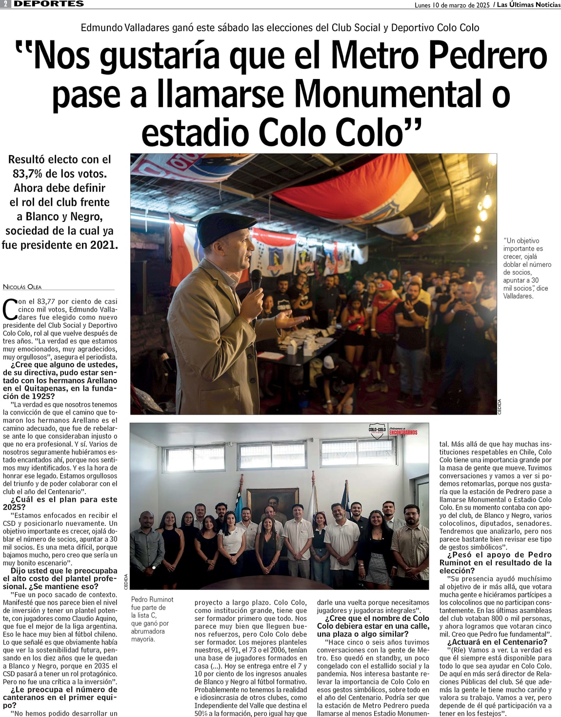 "Nos gustaría que el Metro Pedrero pase a llamarse Monumental o estadio ...