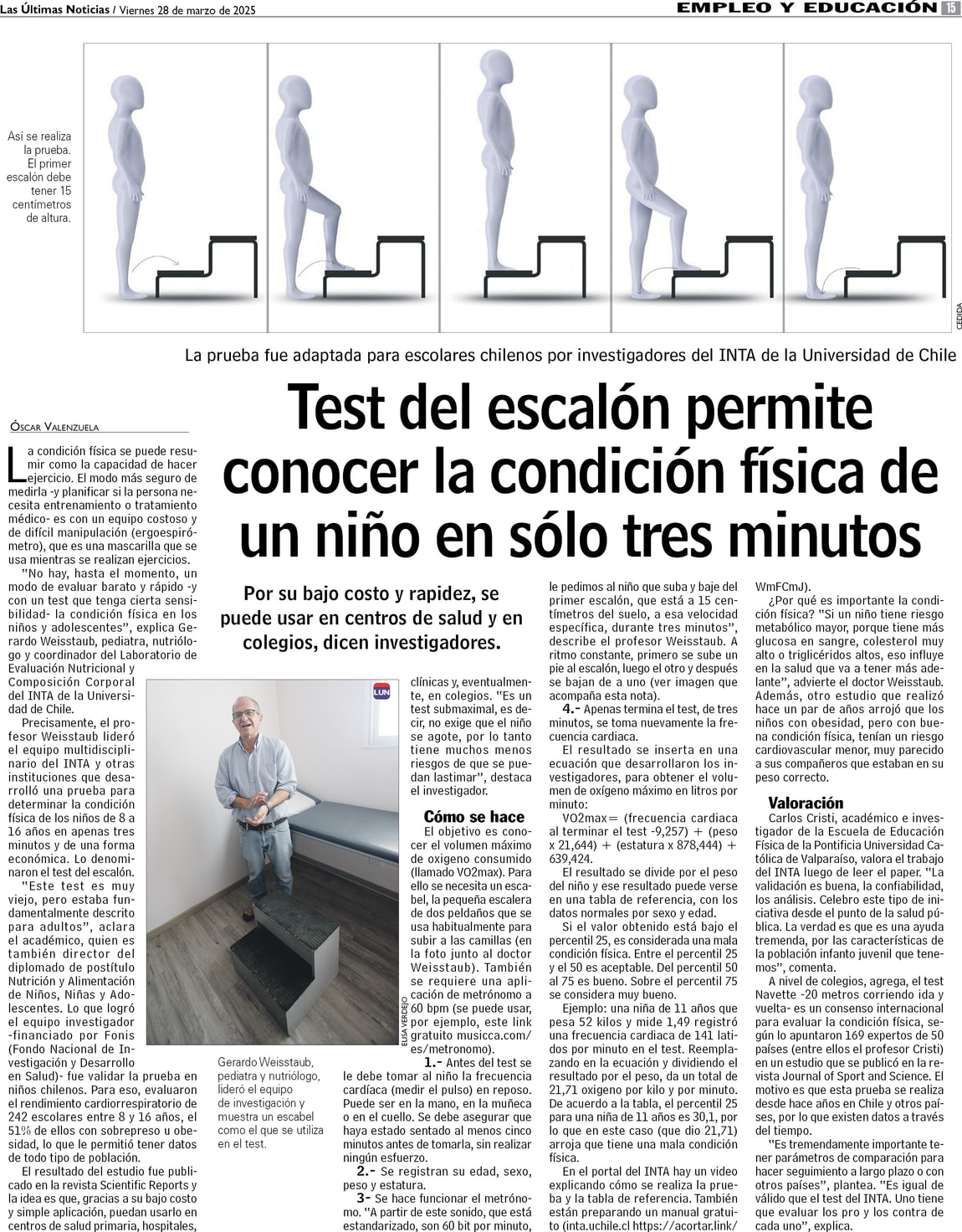 Test del escalón permite conocer la condición física de un niño en sólo ...
