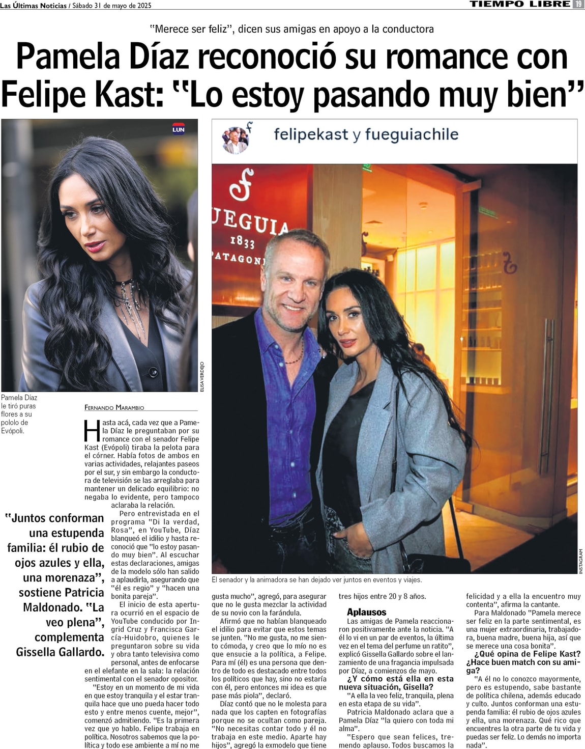 Pamela Díaz reconoció su romance con Felipe Kast: "Lo estoy pasando muy bien" - www.lun.com