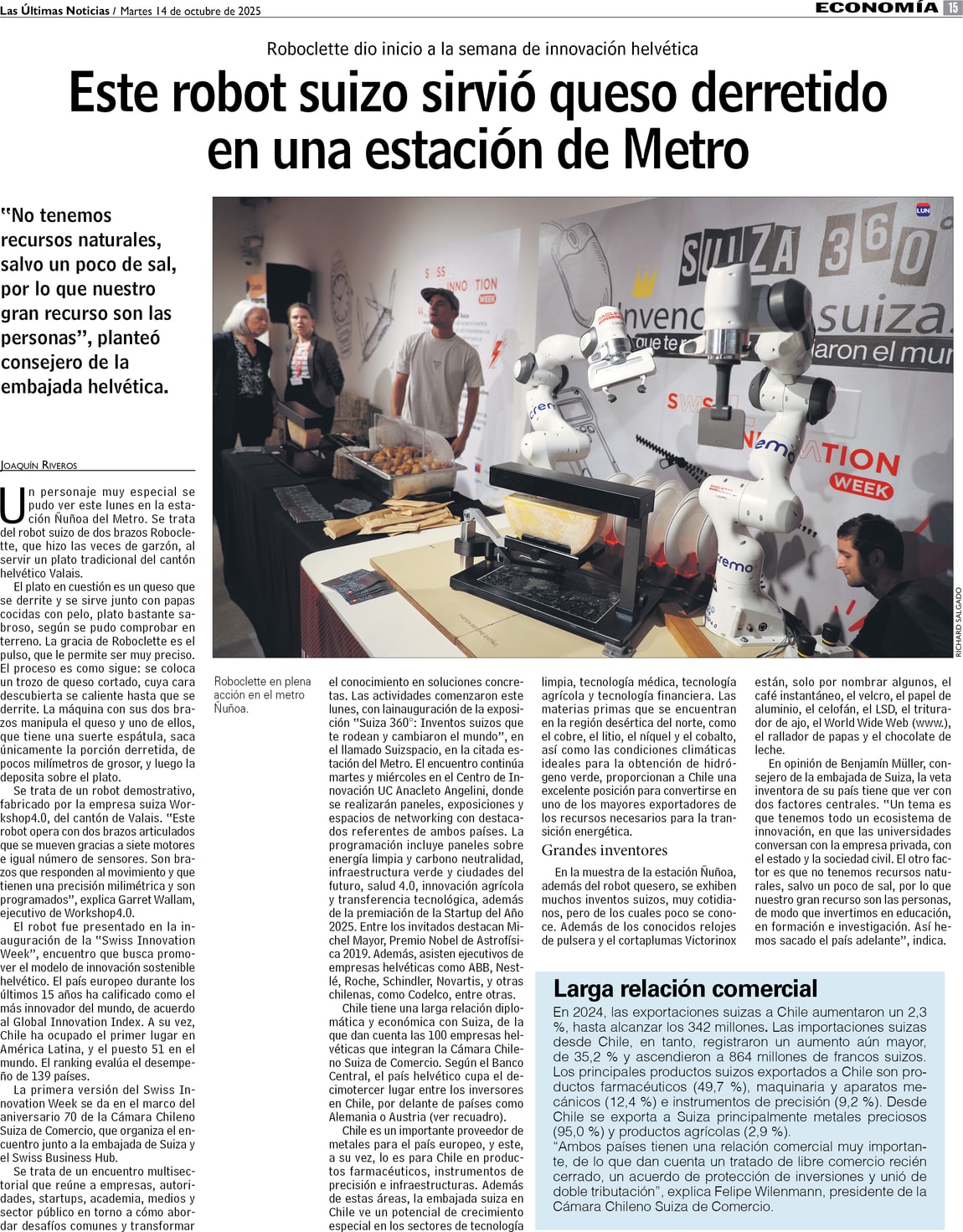 Este robot suizo sirvió queso derretido en una estación de Metro - www ...