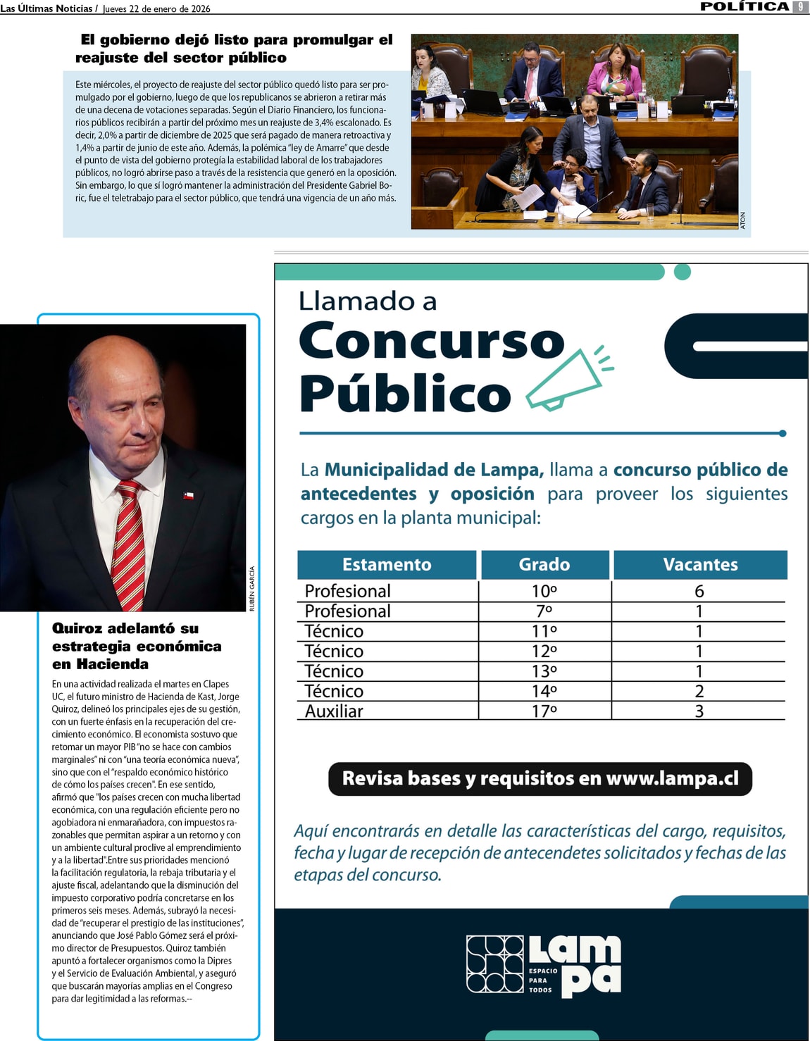 El gobierno dejó listo para promulgar el reajuste del sector público ...