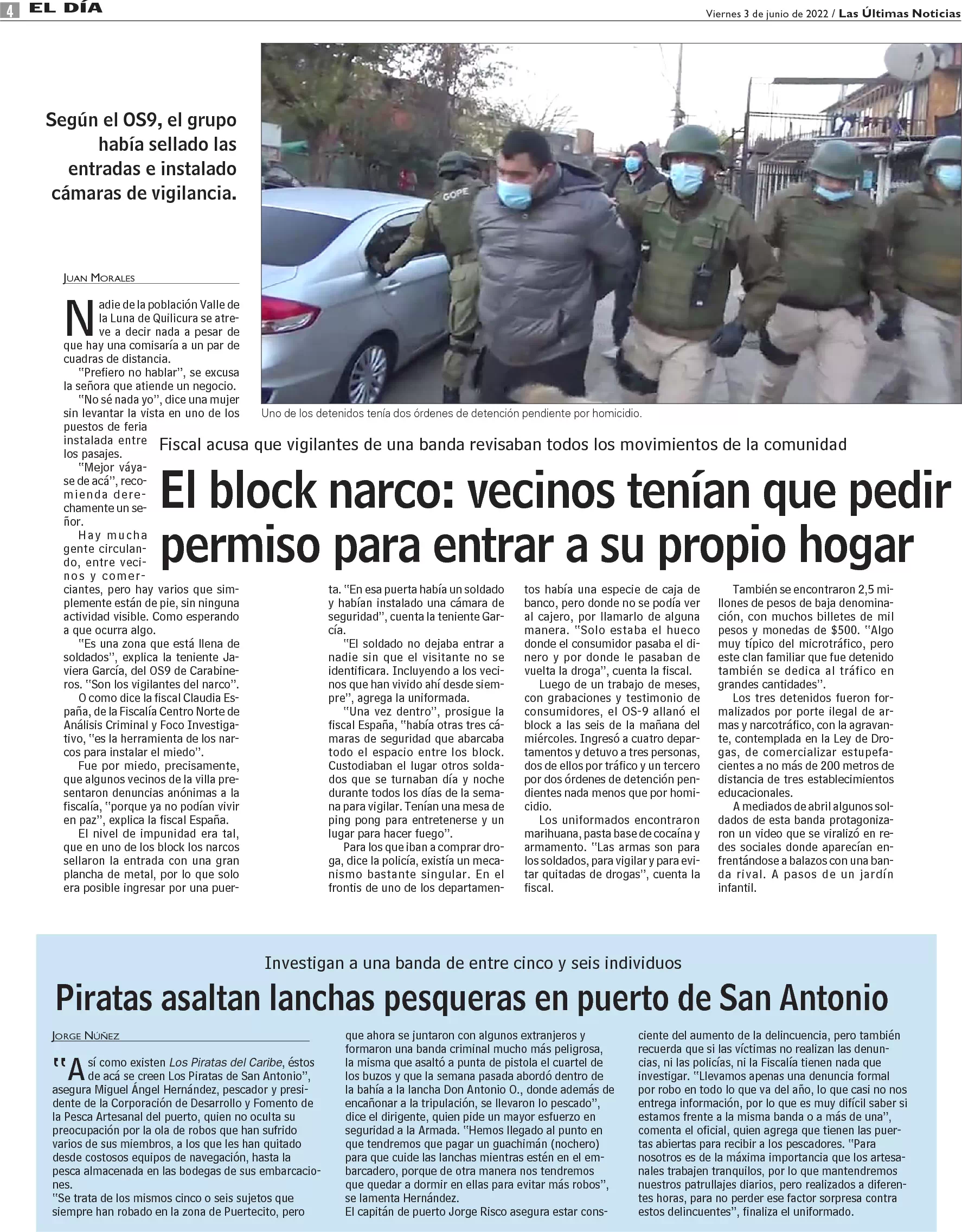 Block narco: vecinos debían pedir permiso para entrar a sus ...