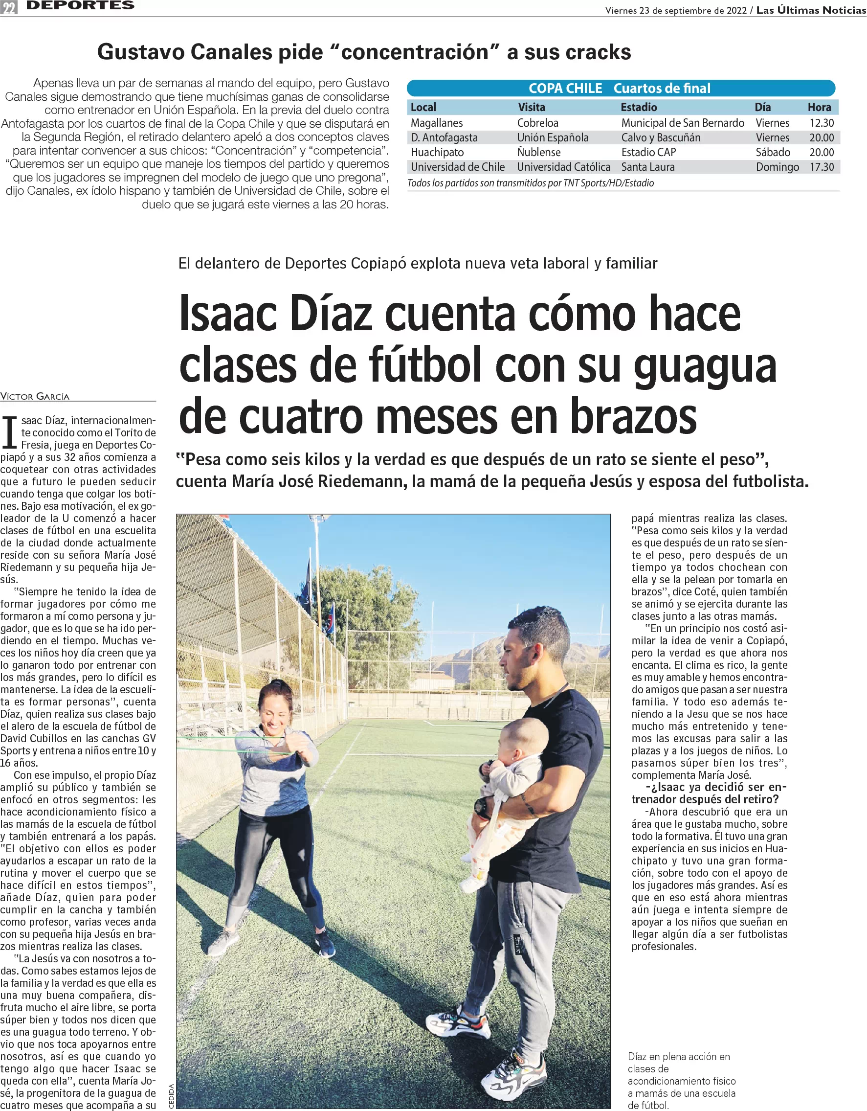 Isaac Díaz cuenta cómo hace clases de fútbol con su guagua de cuatro ...