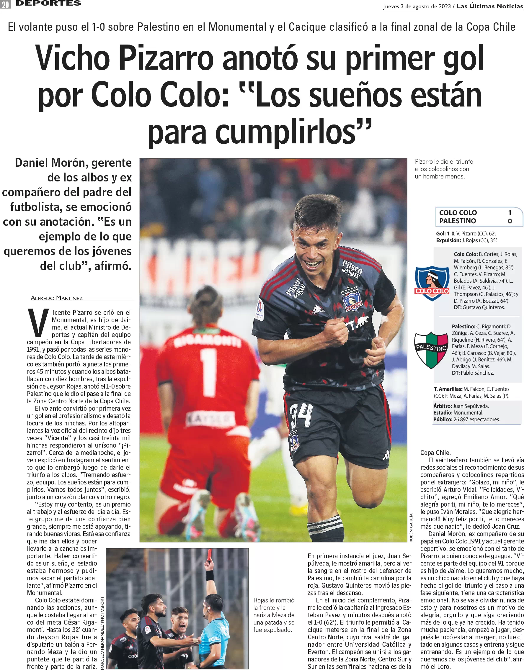 Vicho Pizarro anotó su primer gol por Colo Colo: "Los sueños están para ...