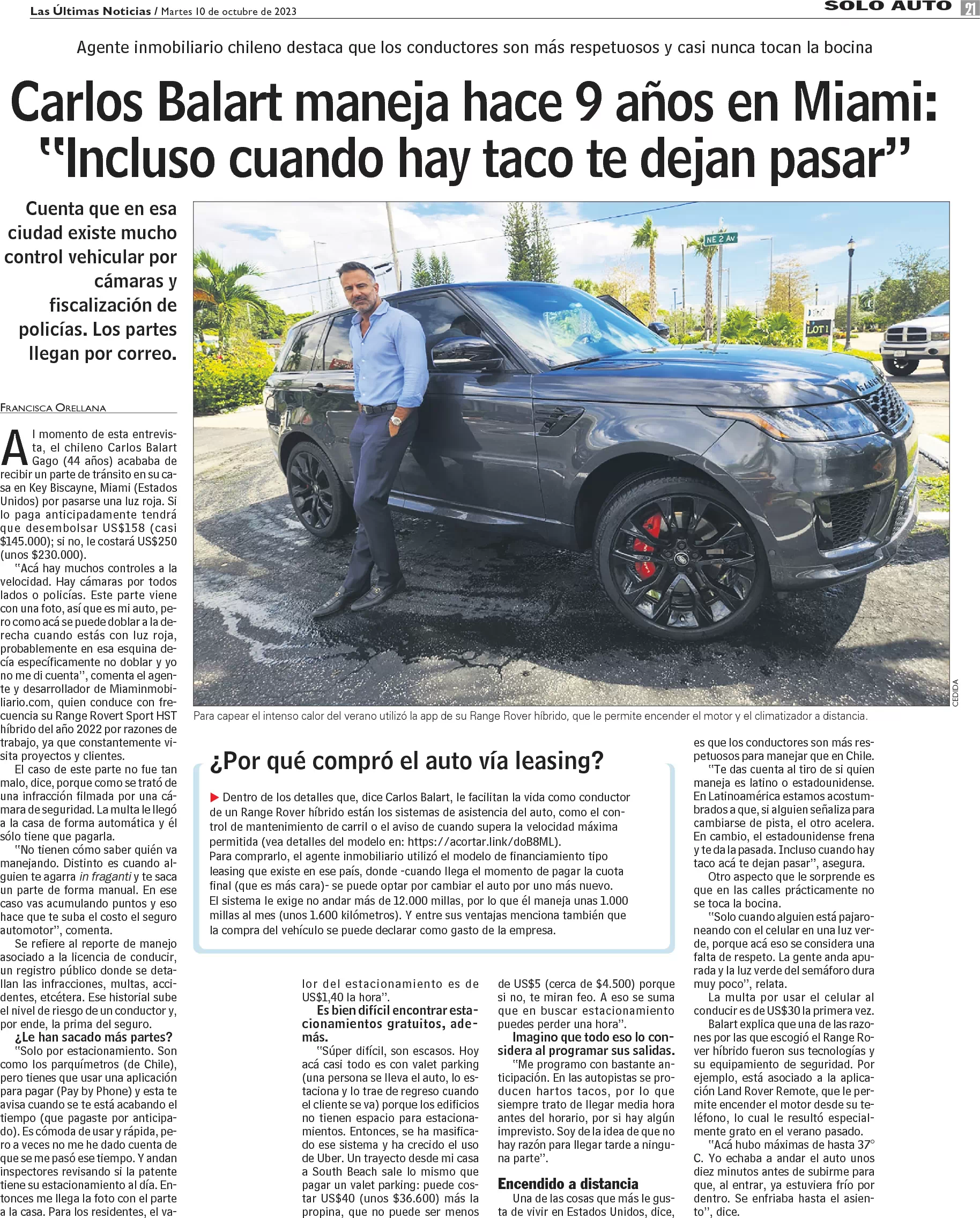 Carlos Balart maneja hace 9 años en Miami: "Incluso cuando hay taco te ...