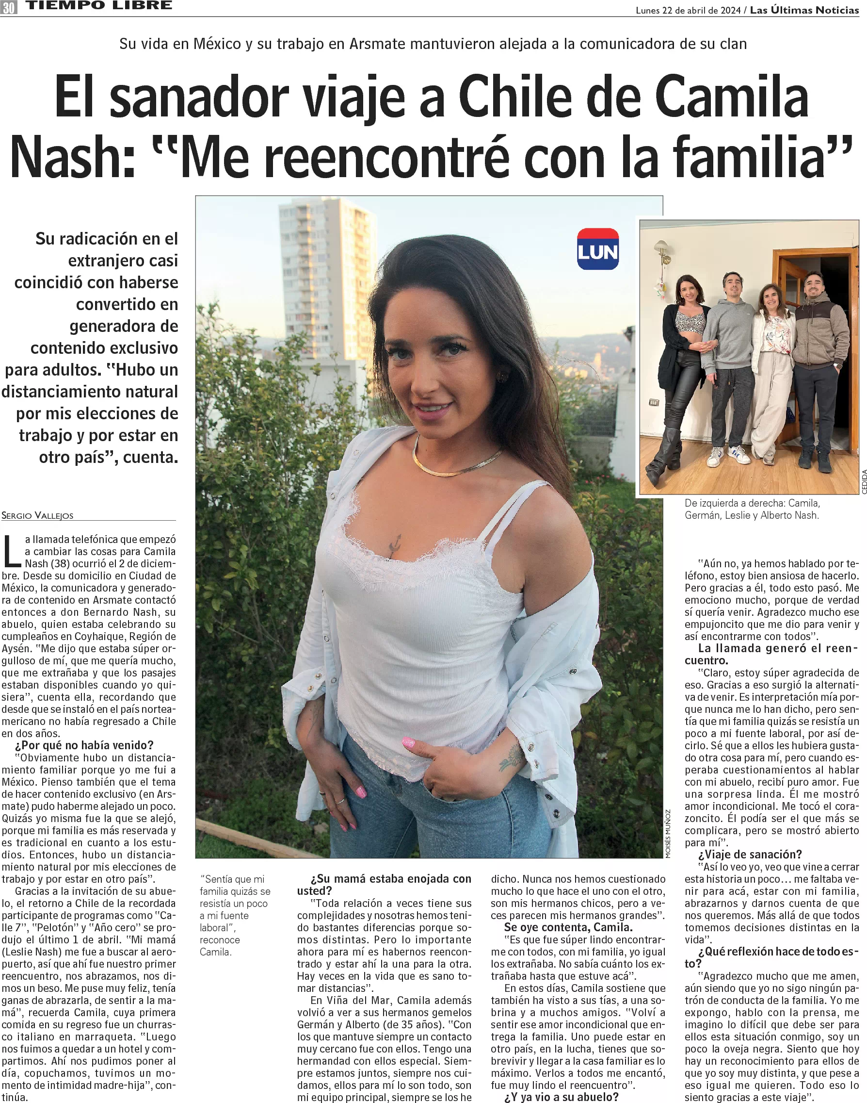 Camila Nash: "Hubo un distanciamiento por mis decisiones laborales ...