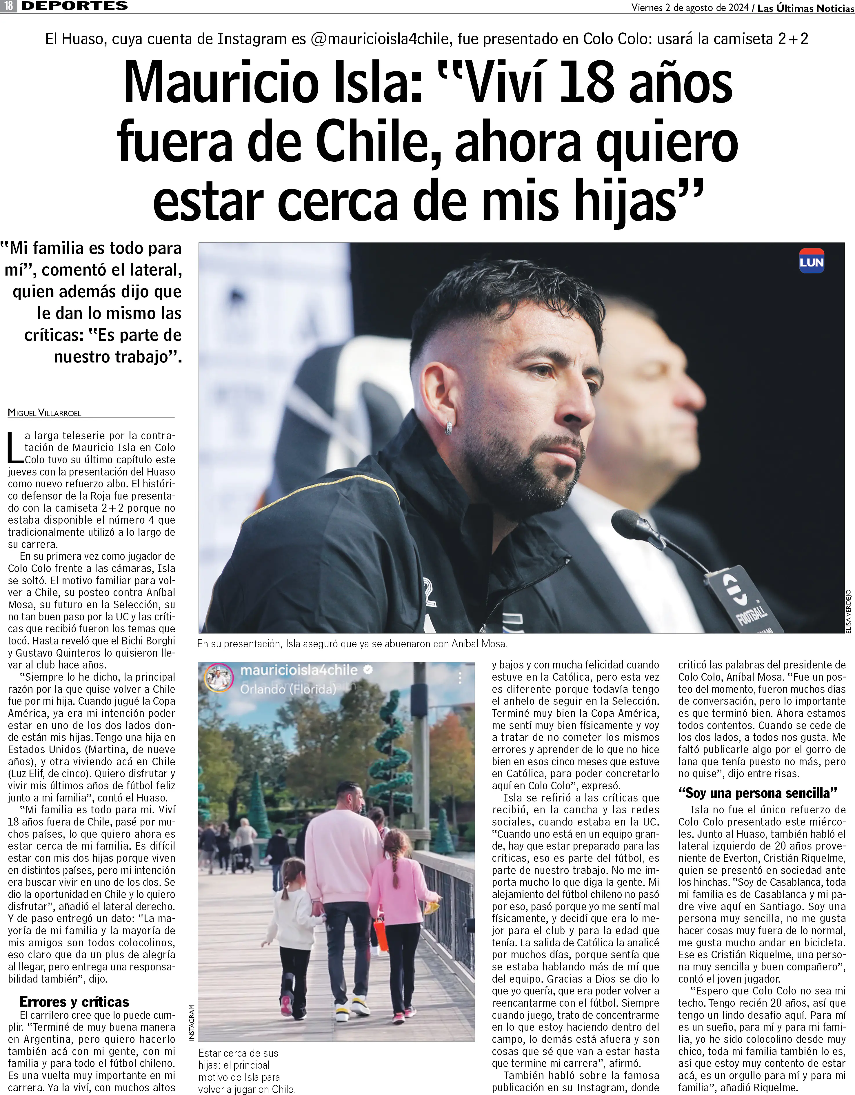 Mauricio Isla: "Viví 18 años fuera de Chile, ahora quiero estar cerca ...