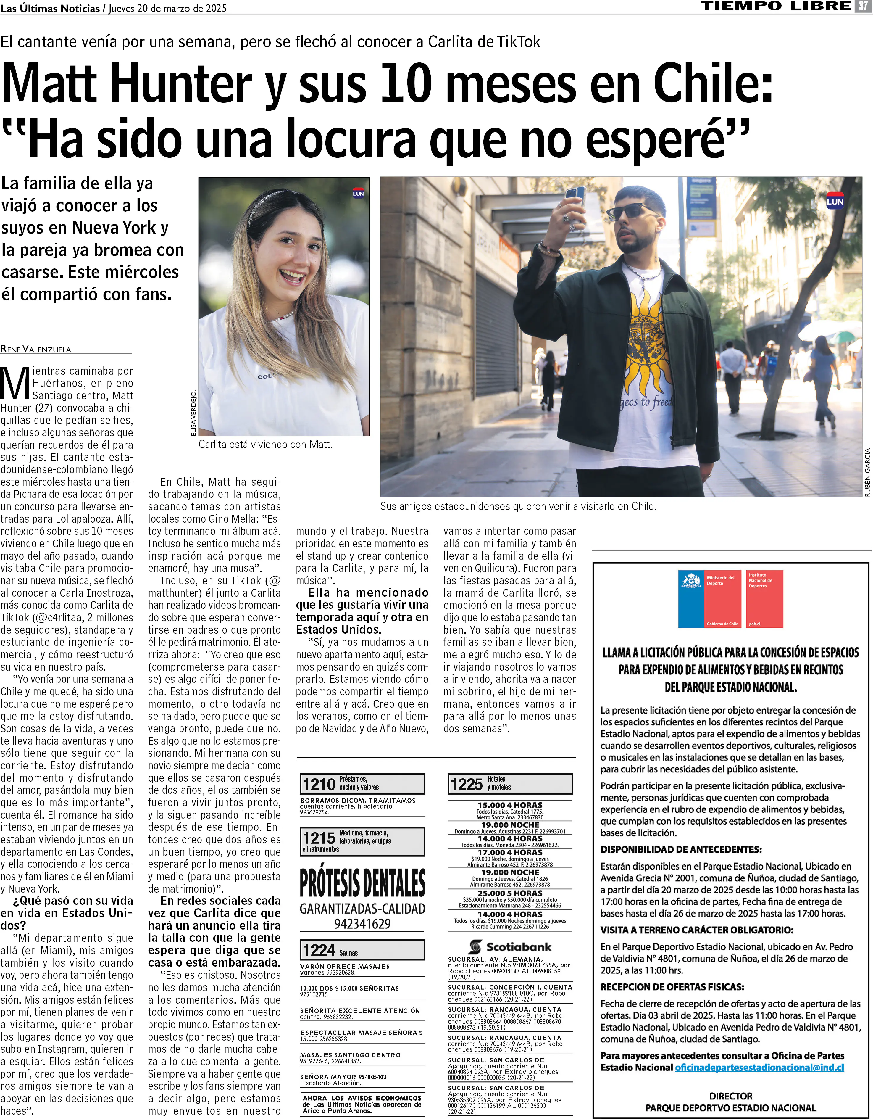 Matt Hunter y sus 10 meses en Chile: "Ha sido una locura que no esperé ...